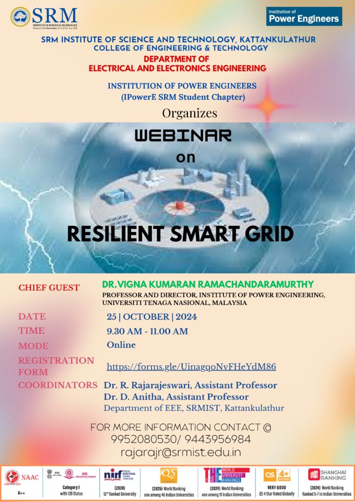 Webinar On Resilient Smart Grid Srmist